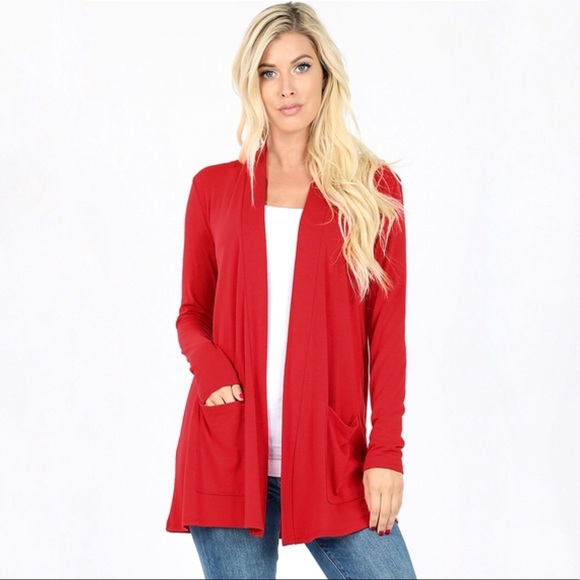 Sweaters | Red Pocket Cardigan | Poshmark